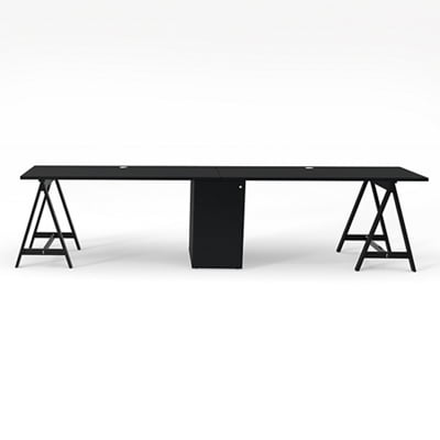 Hubbub Maker Double Sawhorse Leg Desk with Pedestal 120"W White Top ...