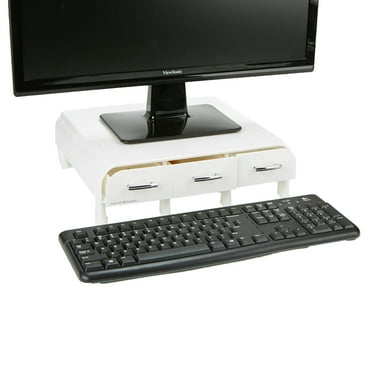 Mind Reader Glass Monitor Stand, Desktop Monitor Stand, Stand Riser for ...