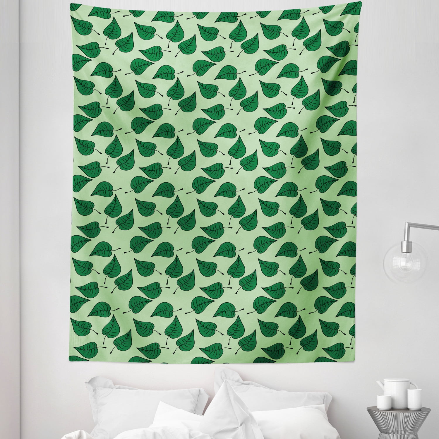 Leaves Tapestry, Foliage Pattern Doodle Style Illustration Composition ...
