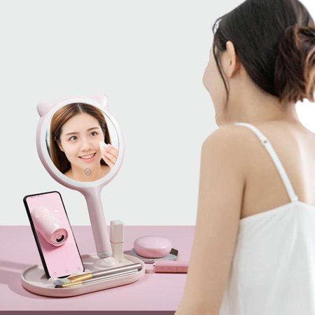 Makeup Desk Mirror with LED Makeup Desk Lights and 5X Magnifying Glass ...