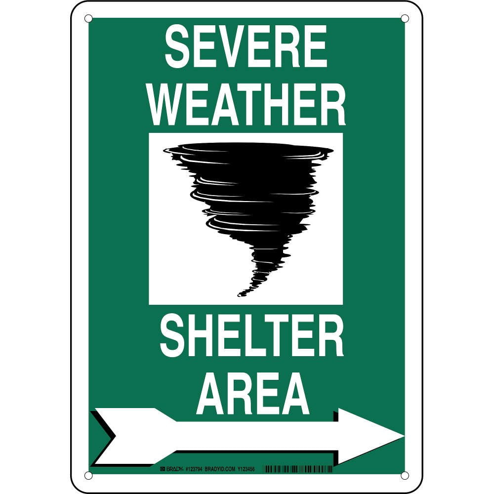 Brady 123794 Exit and Directional Sign, Legend"Severe Weather Shelter ...
