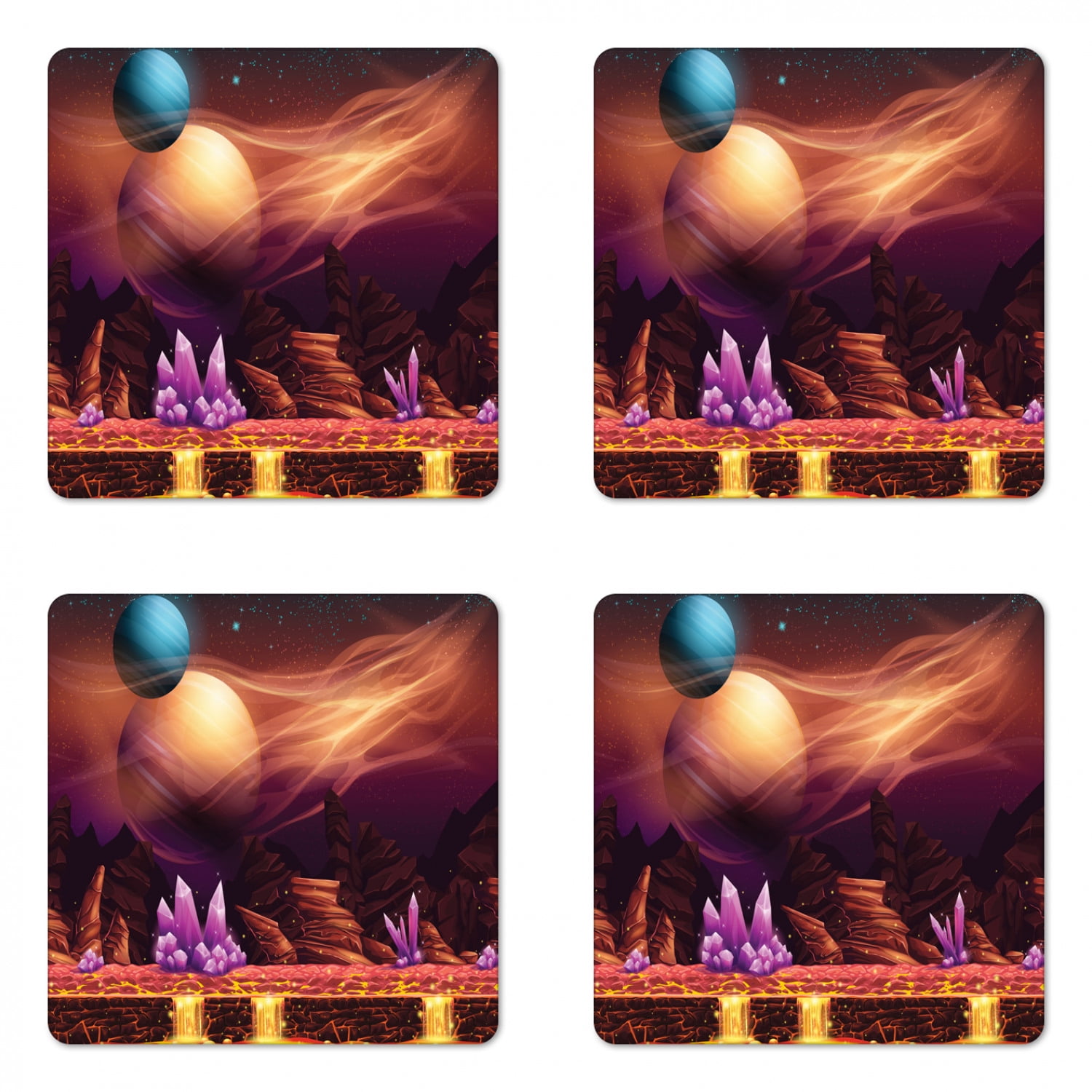 Fantasy Coaster Set of 4, Fantastic Gothic Medieval Castle and Carriage ...