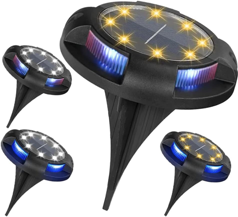 LINLIN Solar Ground Lights, 4 pcs 8 LED Solar Garden Lights Outdoor ...