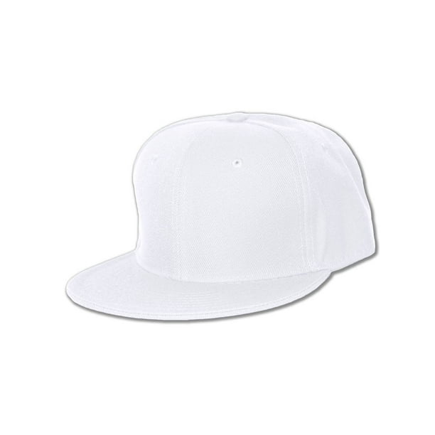 Flatbill - NEW PLAIN WHITE FLAT FITTED HAT CAP SIZE - 7 1/4 - Walmart ...