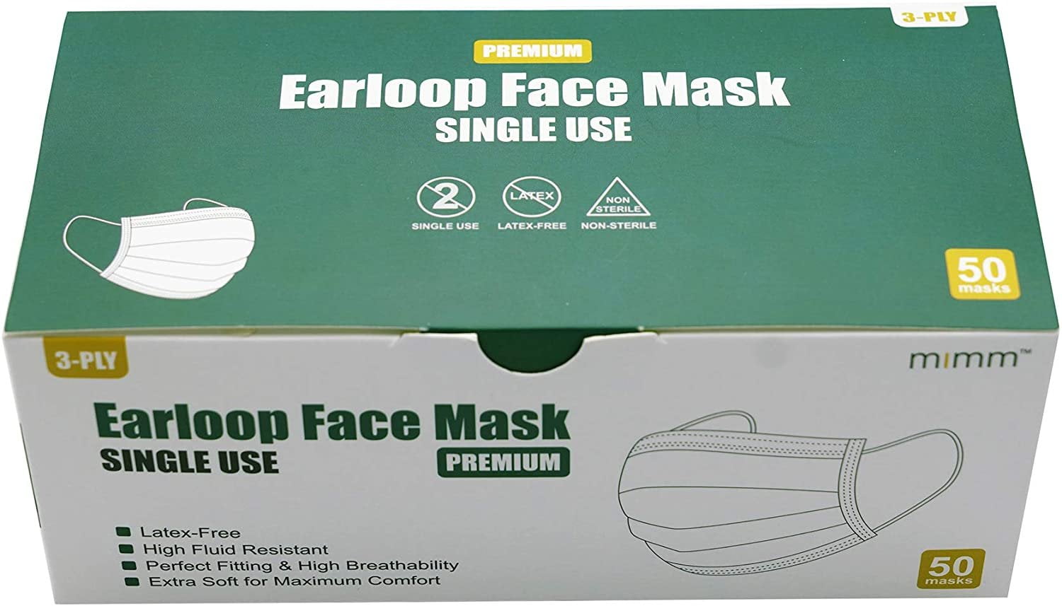 IHeyi Disposable Masks 3-Ply Earloop Face Masks (250 pieces Face Masks ...