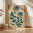 Affixzi Modern Botanical Art Print - Yellow and Blue Chrysanthemum Wall ...