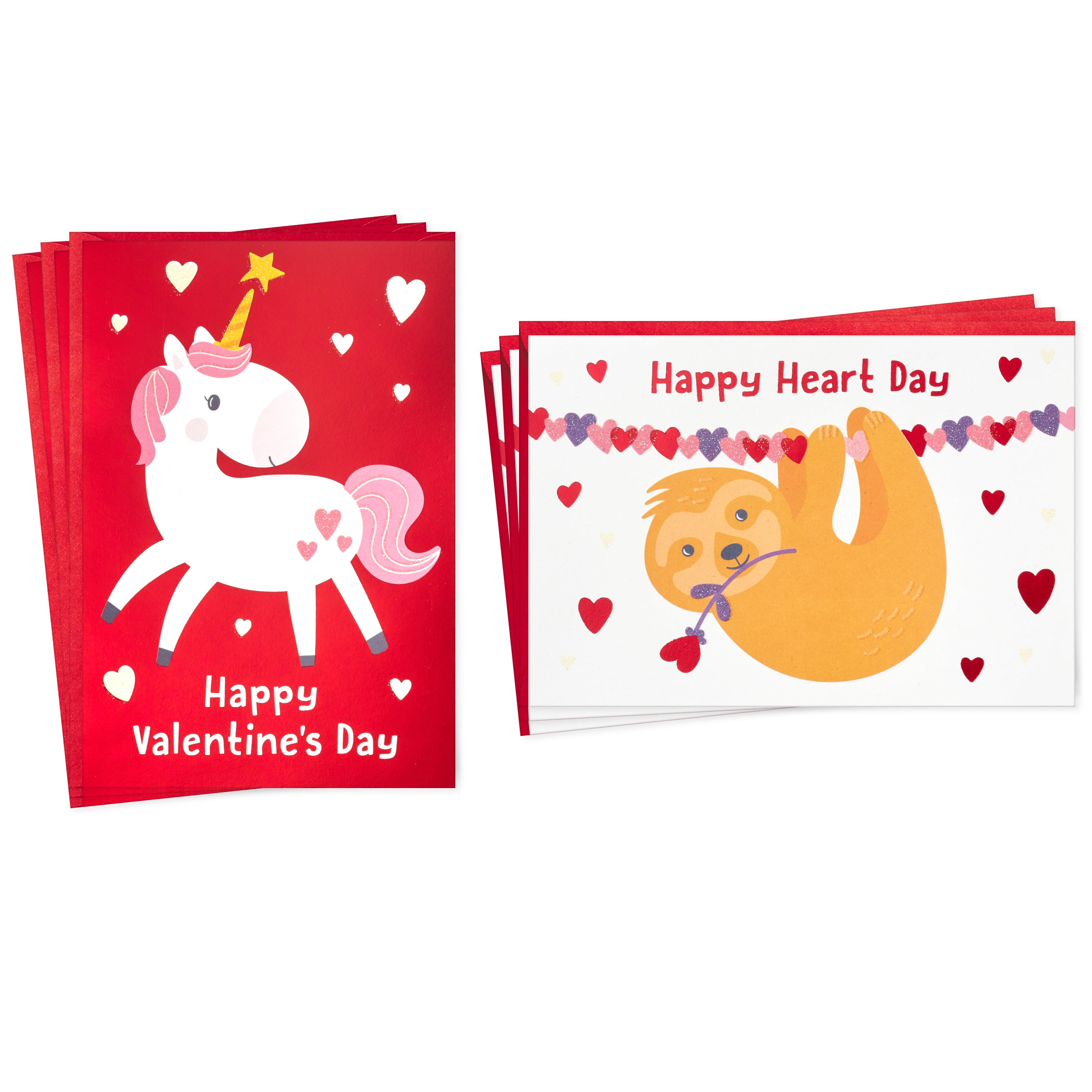 Hallmark Valentines Day Cards Assortment for Kids, Unicorn and Sloth (6 ...