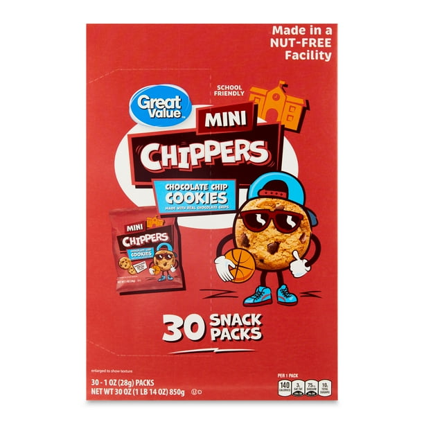 Great Value Mini Chocolate Chippers Cookies, 30 oz, 30 Count - Walmart.com