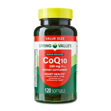 Spring Valley Rapid-Release CoQ10 Heart Health Dietary Supplement Softgels, 100 mg, 120 Count ...
