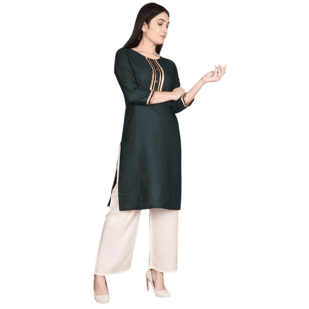Click here for Dweep Sara Teal Green Solid Rayon Kurta prices