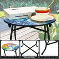KABB 17-inch Tall 14 inch Round End Table，Iron Art Tree of Life ...