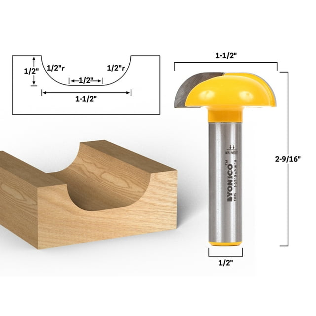 1-1/2" Cove Faux Panel CNC Cabinet Door Raised Panel Router Bit - 1/2 ...