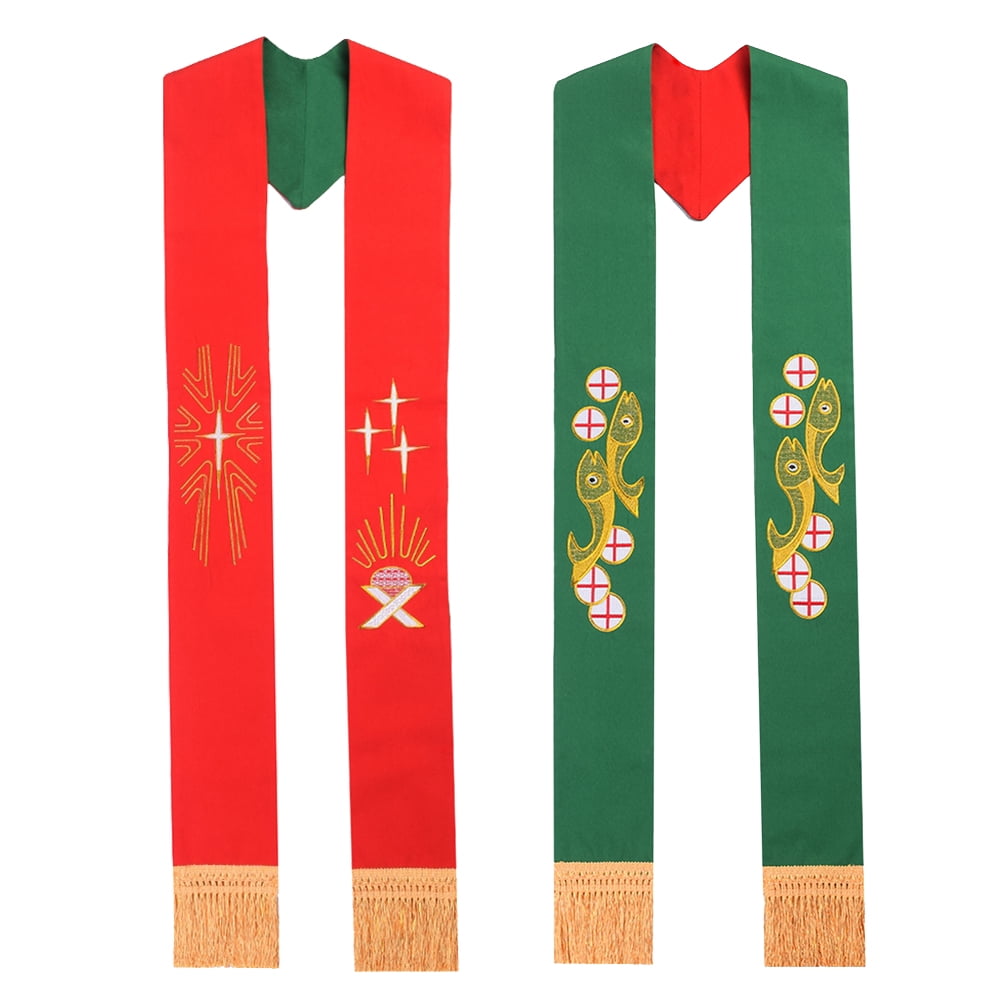 BPURB Embroidery Church Stole Catholic Reversible White Clergy Prayer ...