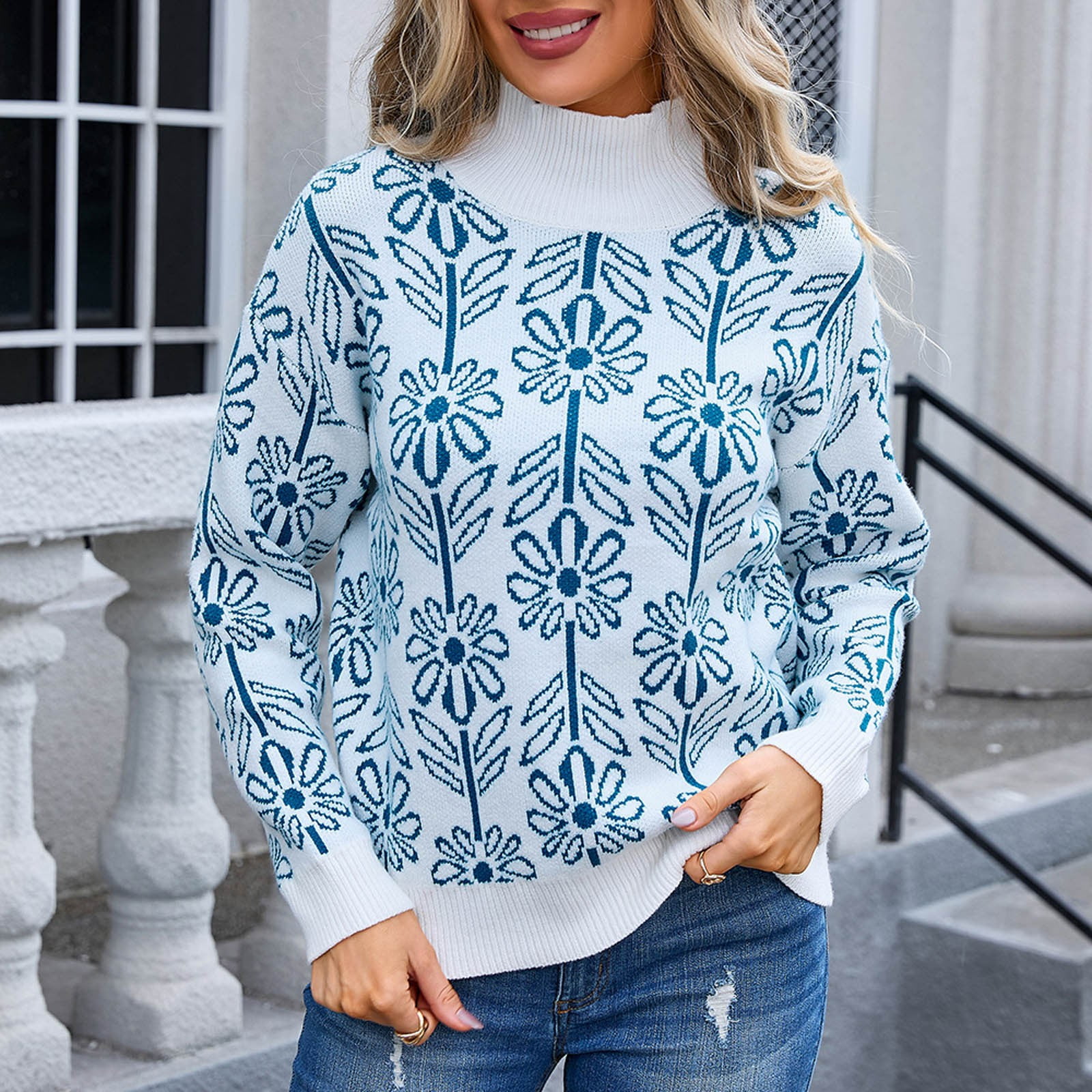 Click here for Narabb Women Striped Patchwork Knitted Sweater Wit... prices