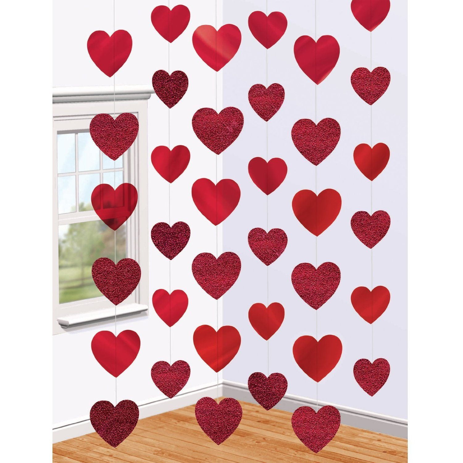6 x 7ft Red Heart String Valentines Day Decorations Engagement Wedding ...