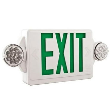Monument Combination Led Exit Sign And Emergency Light, Green Lettering ...