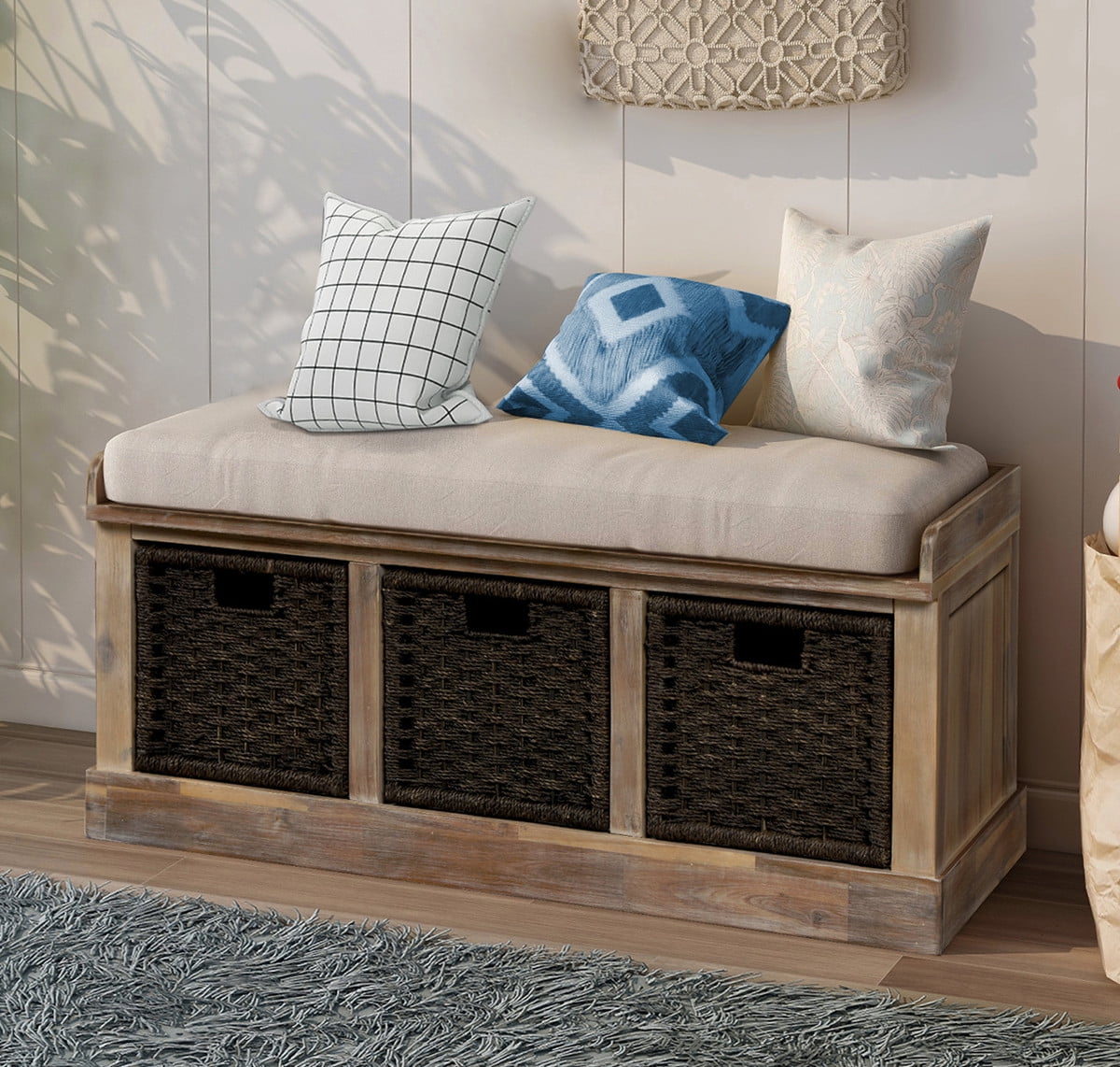 Vanelc Storage Bench, Gray - Walmart.com