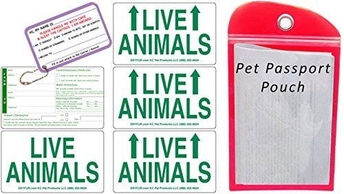 Live Animal Label Set of 5 w/ Pet Passport Pouch RED - Walmart.com