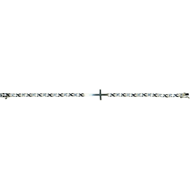 CZ Sterling Silver Sideways Cross Infinity Tennis Bracelet, 7.5" - Walmart.com