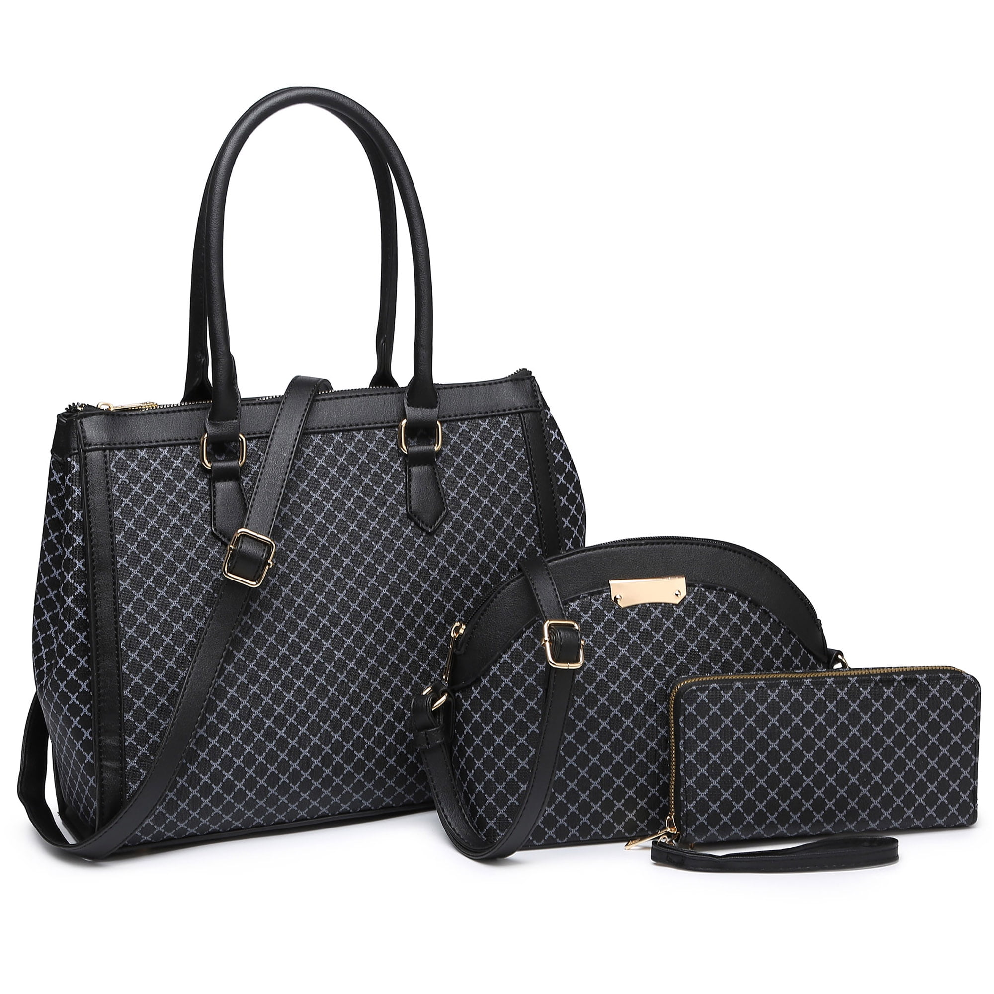 XB Checkered Handbags Set for Women Faux Leather Tote Satchel Bags with ...