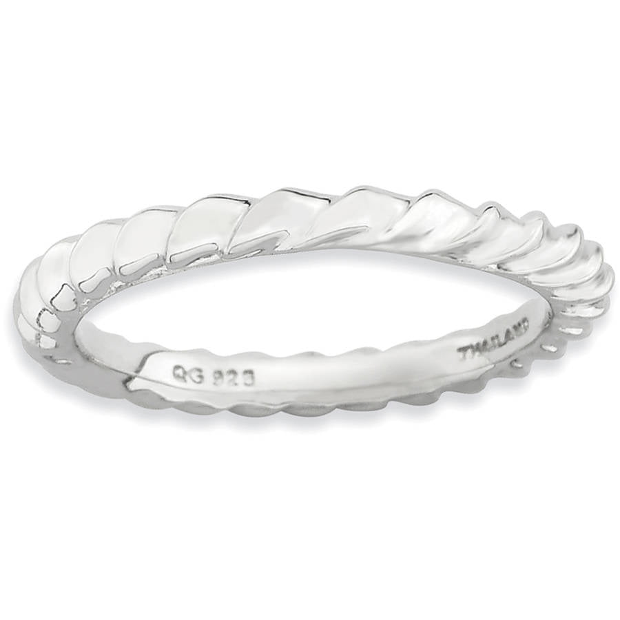 Sterling Silver Rhodium-Plated Domed Ring - Walmart.com