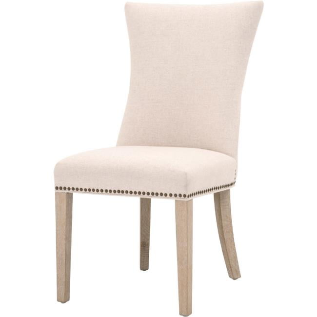 Benjara Bm223004 Fabric Flared Back Dining Chair With Nailhead Trim