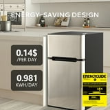 Simzlife Energy-Efficient Mini Fridge with Freezer, 3.2 Cu ft, Silver ...