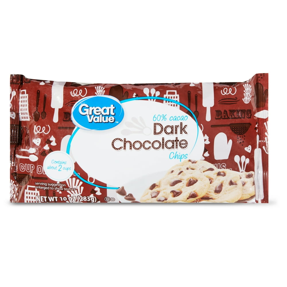 Great Value Dark Chocolate Chips, 60% Cacoa, 10 oz - Walmart.com ...