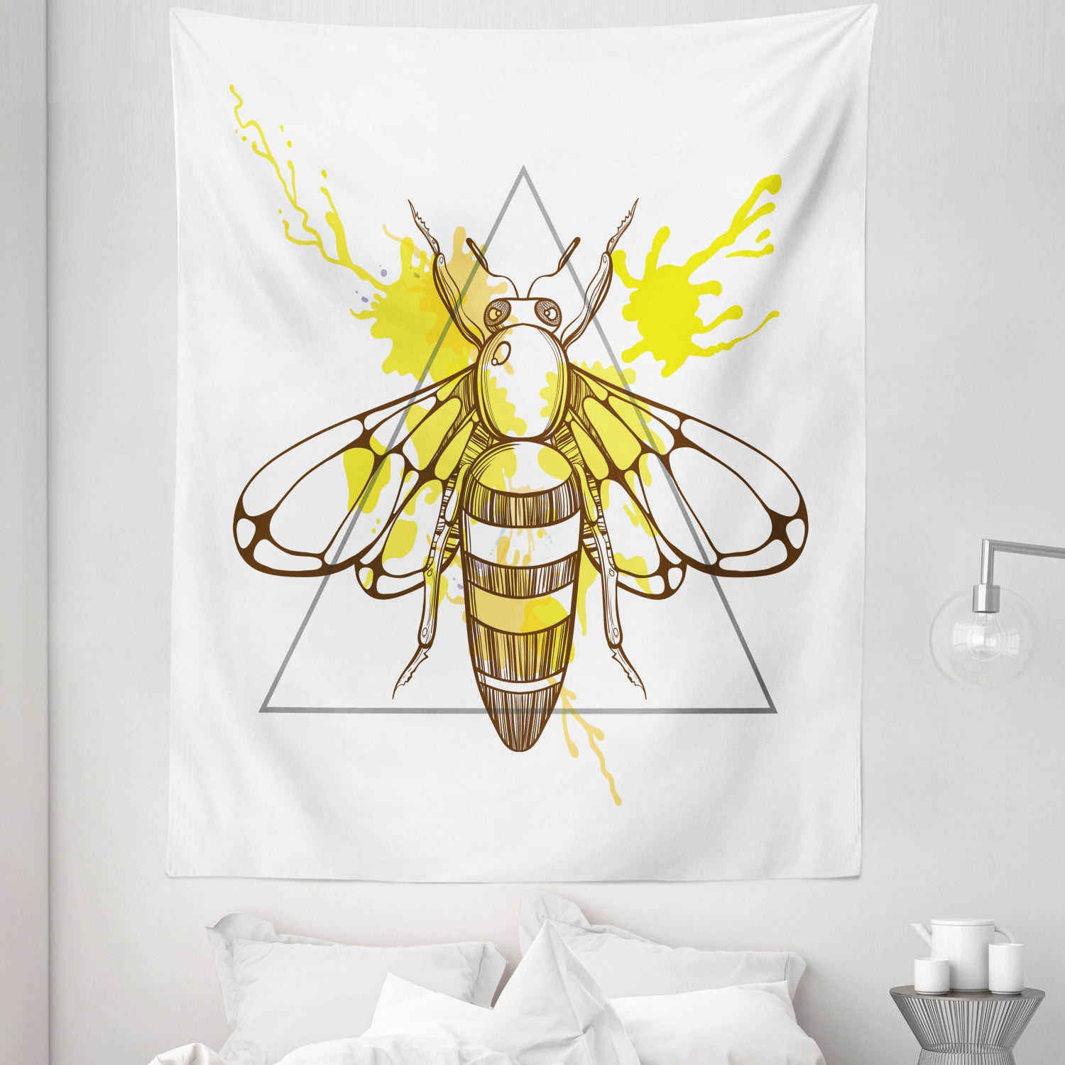 Queen Bee Tapestry, Makhenda Patterned Bee on Color Splashed Background ...