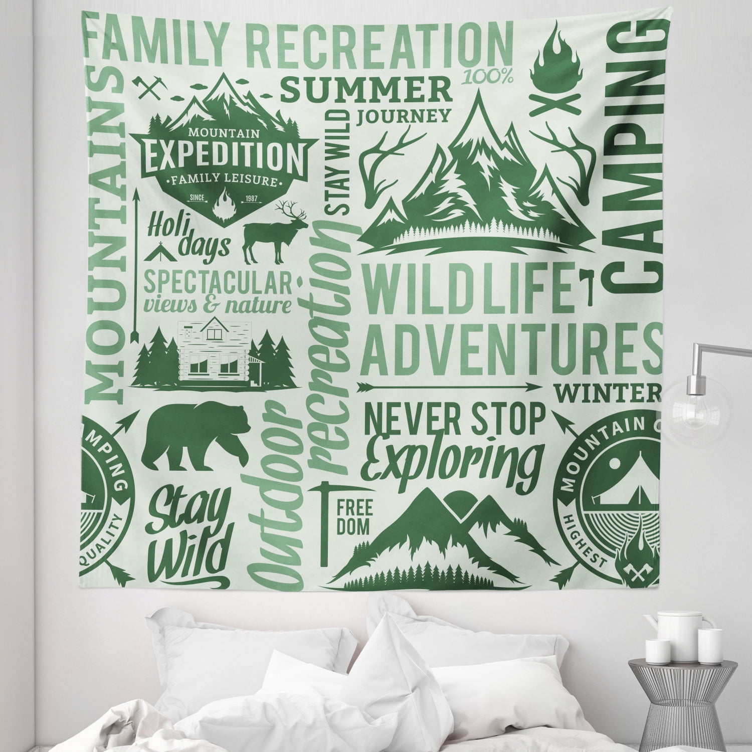 Camping Tapestry, Outdoors Recreation Wildlife Adventures Stay Wild ...