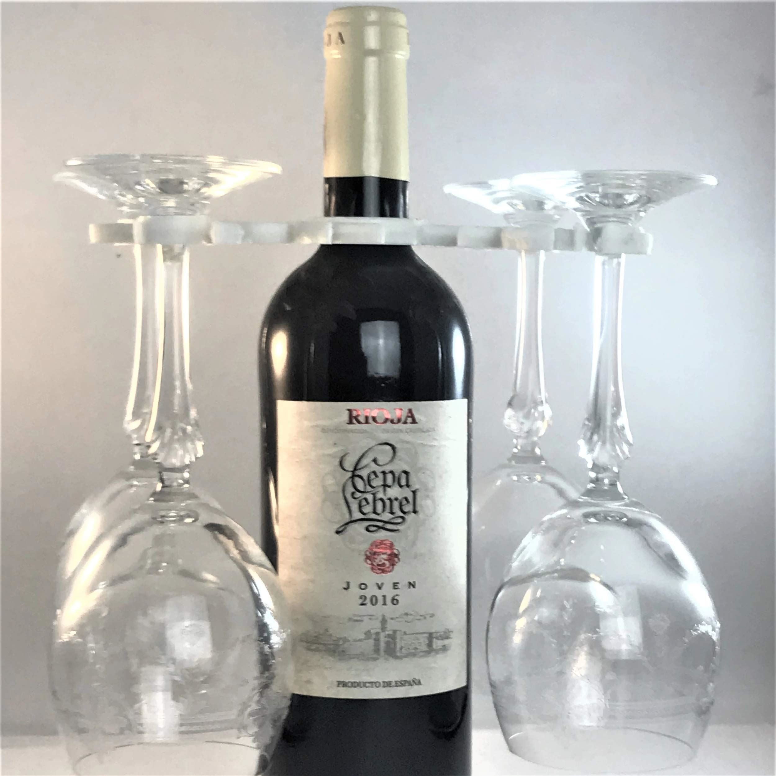 Wine Bottle Glass Holder/Butler For Four Glasses: White Vine Style ...