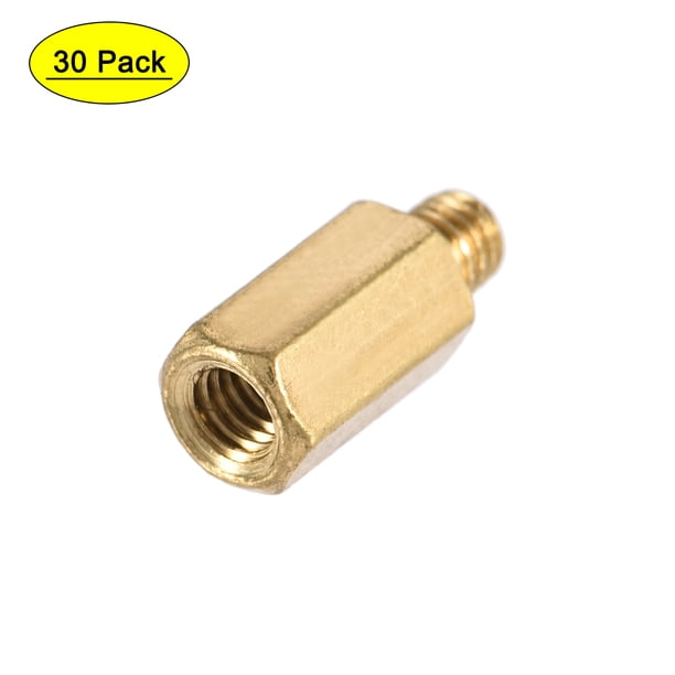 Uxcell Brass M3 9mm+3mm Male-Female Hex Standoff 30 Pack - Walmart.com