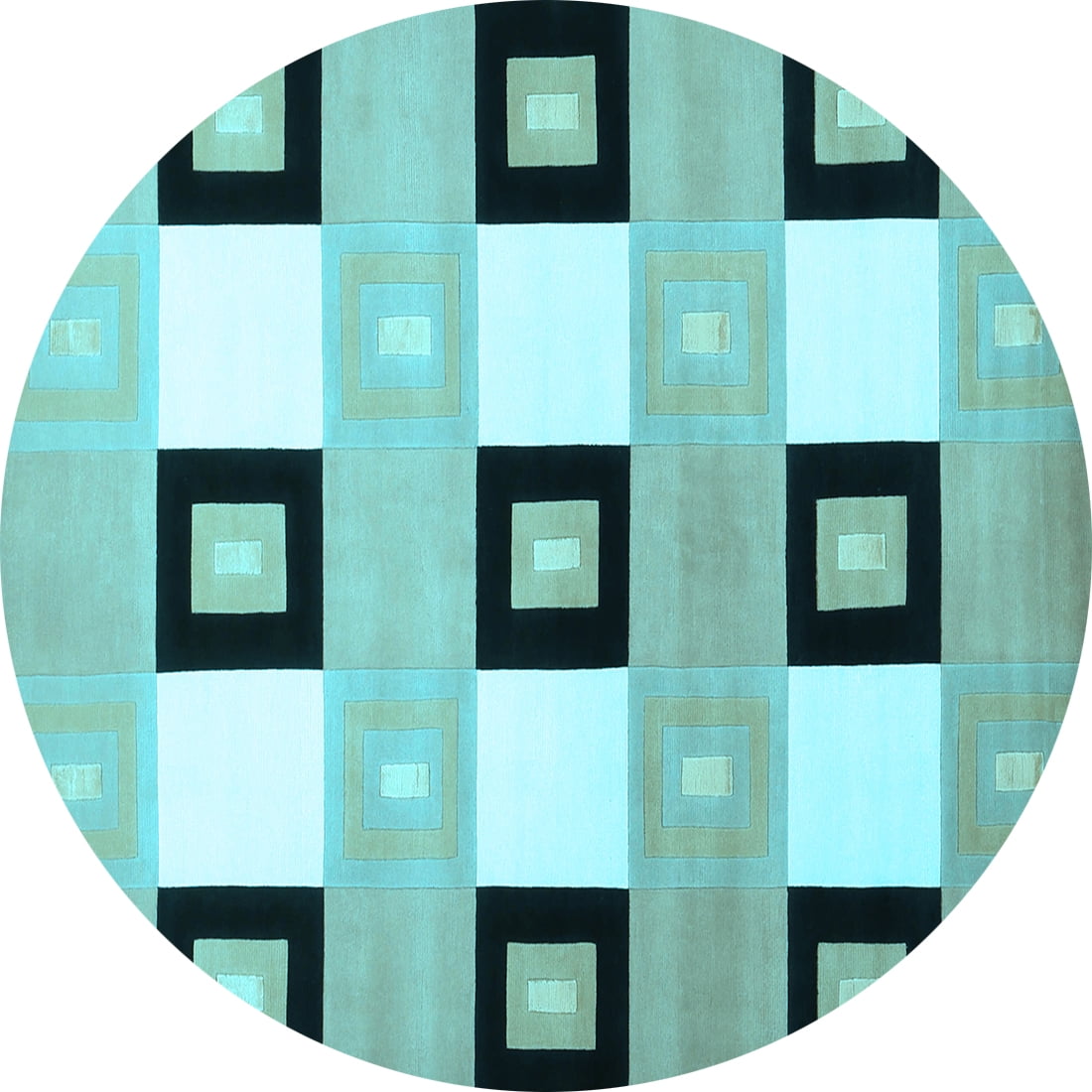 Ahgly Company Indoor Round Checkered Light Blue Modern Area Rugs, 5 ...