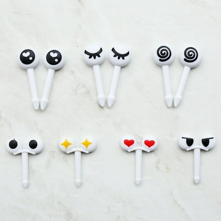 JOYWEI 10pcs/set Mini Eyes Cartoon Expression Fruit Fork Plastic Fruit ...