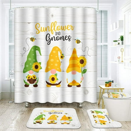 POGLIP Sunflower Gnomes Bees Rustic Wooden Board Beard Dwarf Elf Floral ...