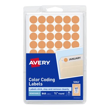 Avery Permanent Self-Adhesive Round Color-Coding Labels, 1/4" dia, Dark ...