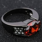 Opolski Man Fashion Cool Big Red Rhinestone Inlaid Finger Ring Jewelry ...