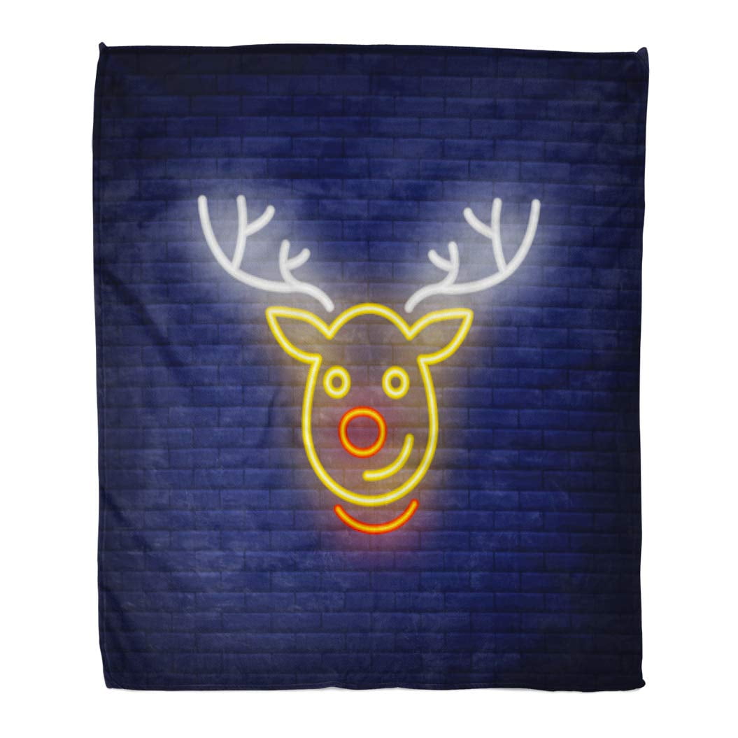 ASHLEIGH Throw Blanket 58x80 Inches Rudolph Neon Christmas Reindeer ...