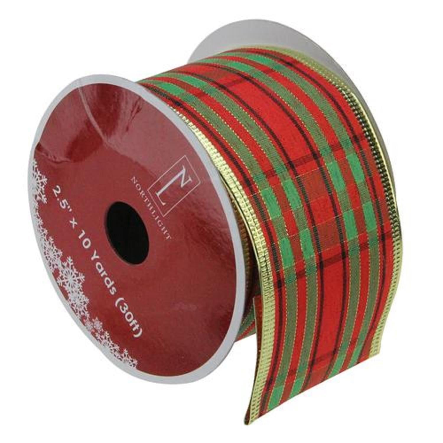 Red and Green Stripe Wired X-mas Craft Ribbon - Walmart.com