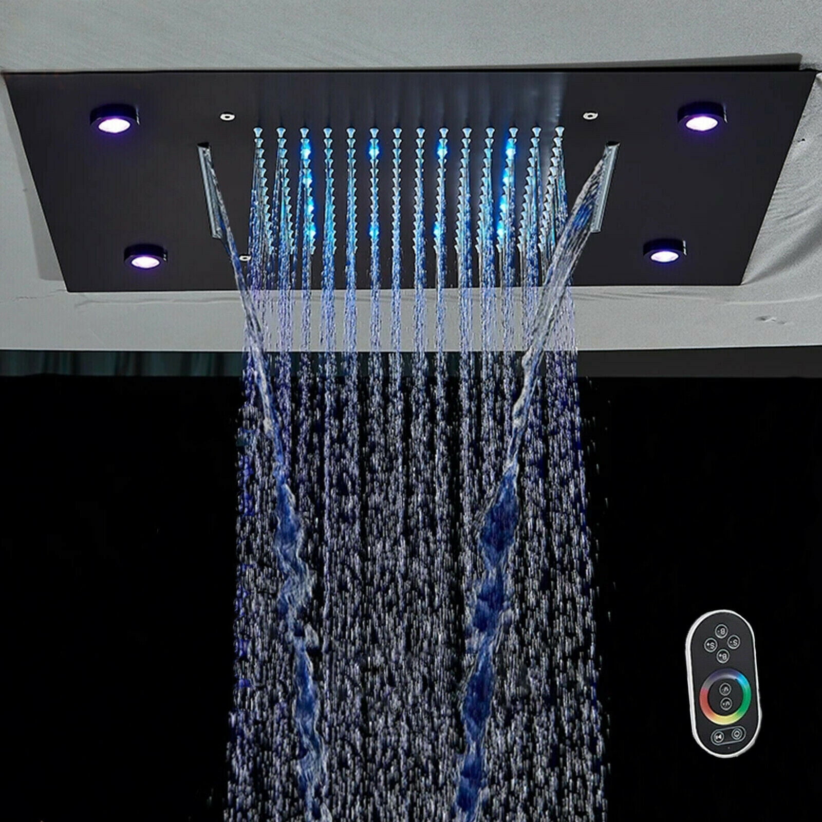 Luxury LED Rainfall Shower Head with Shower Bar High Pressure Top ...