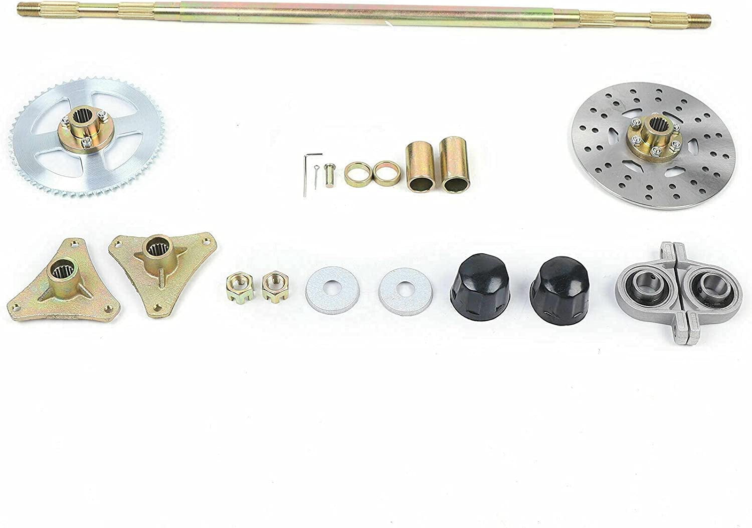 DENEST Go Kart Rear Axle Complete Hub Kit t 29.13''(740mm) w/Brake ...