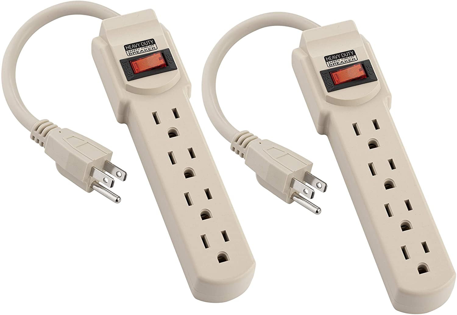 3 Outlet Power Strip - 14 AWG x 3C, 15 Amp Shock Proof, 3 Prong, White ...