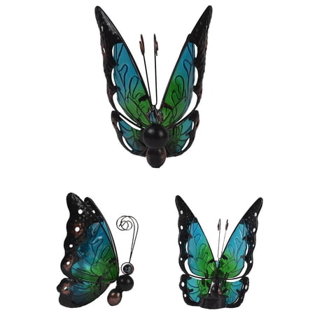 Solar Powered Butterfly Light Outdoor Metal Butterfly Statues LED Light ...