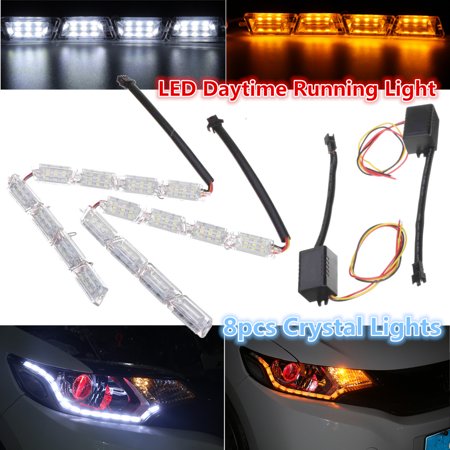 2pcs Color Changing 8 Led Car Drl Strip Lights Sequential Turn Signal ...