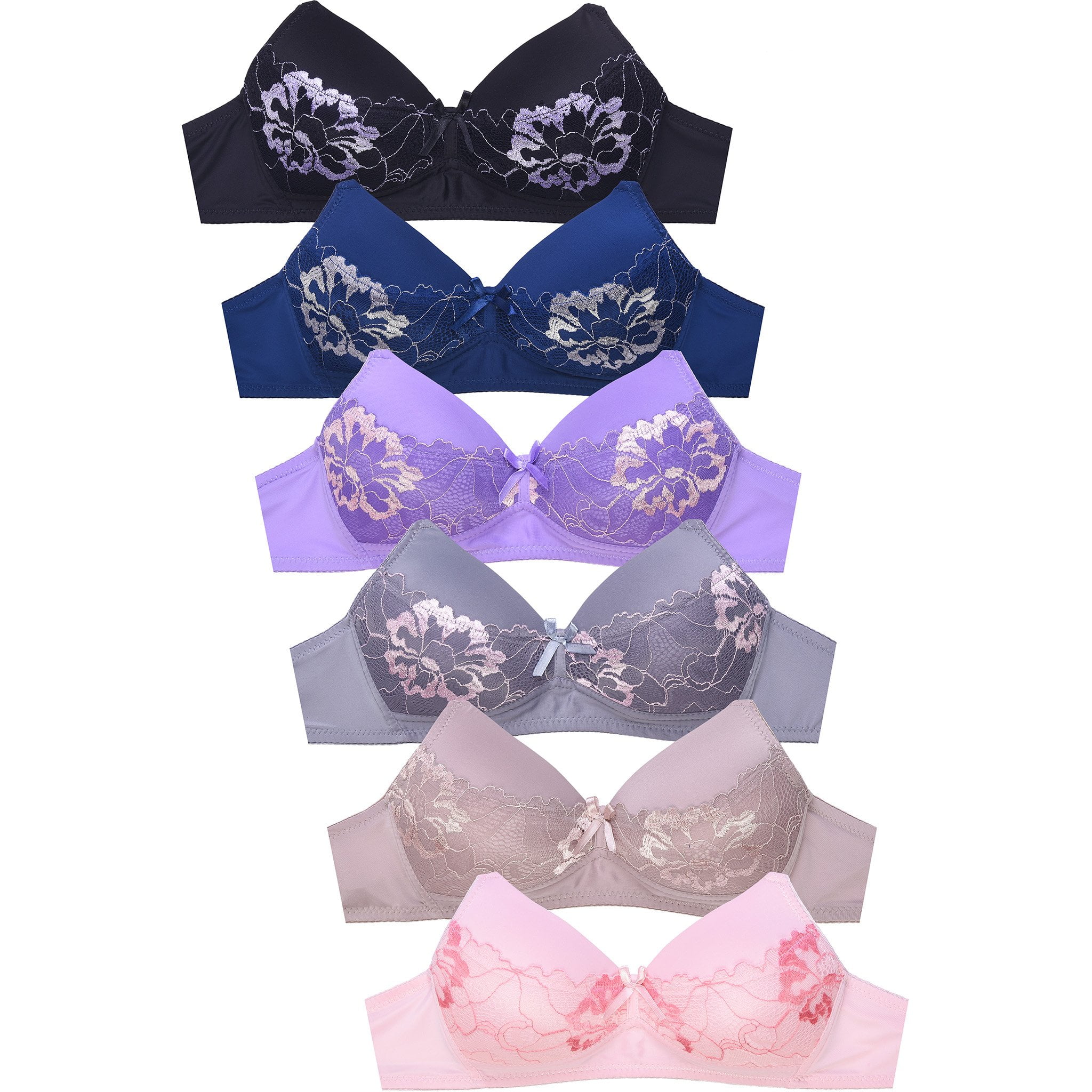 247 Frenzy Women's Essentials Sofra PACK OF 6 Full Coverage Wire-Free ...