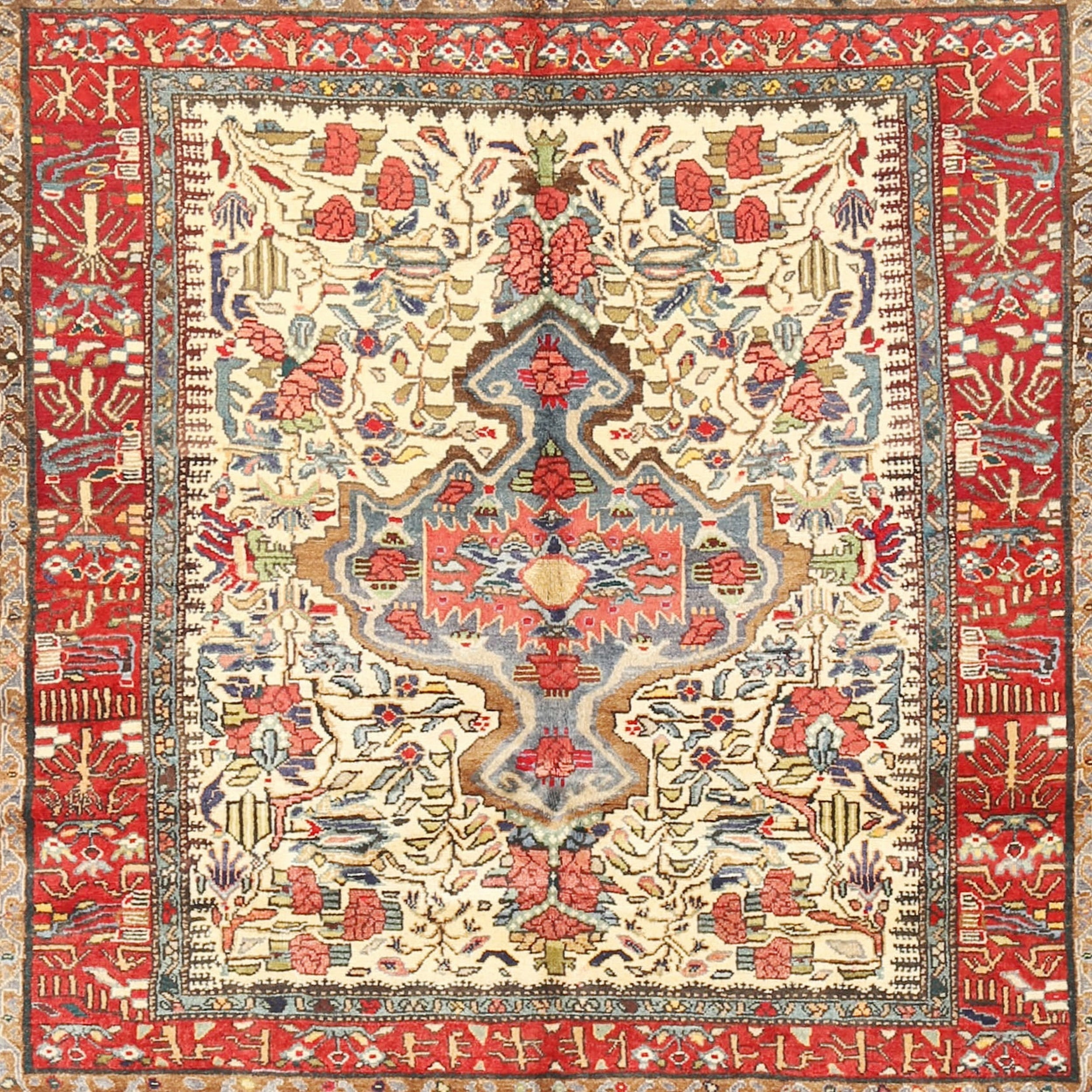 Ahgly Company Indoor Square Traditional Brown Persian Area Rugs, 6 ...