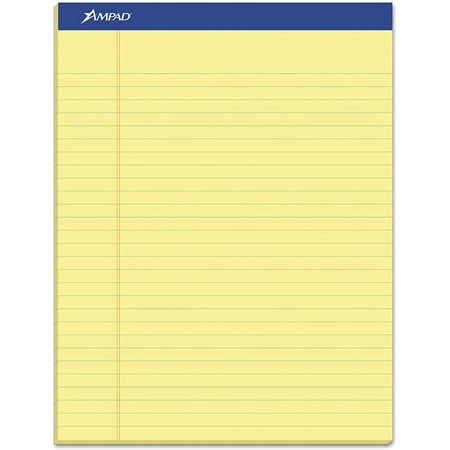 Ampad Perforated 8 1/2 x 11 3/4 Inch Legal Rule Canary 50 Sheet ...