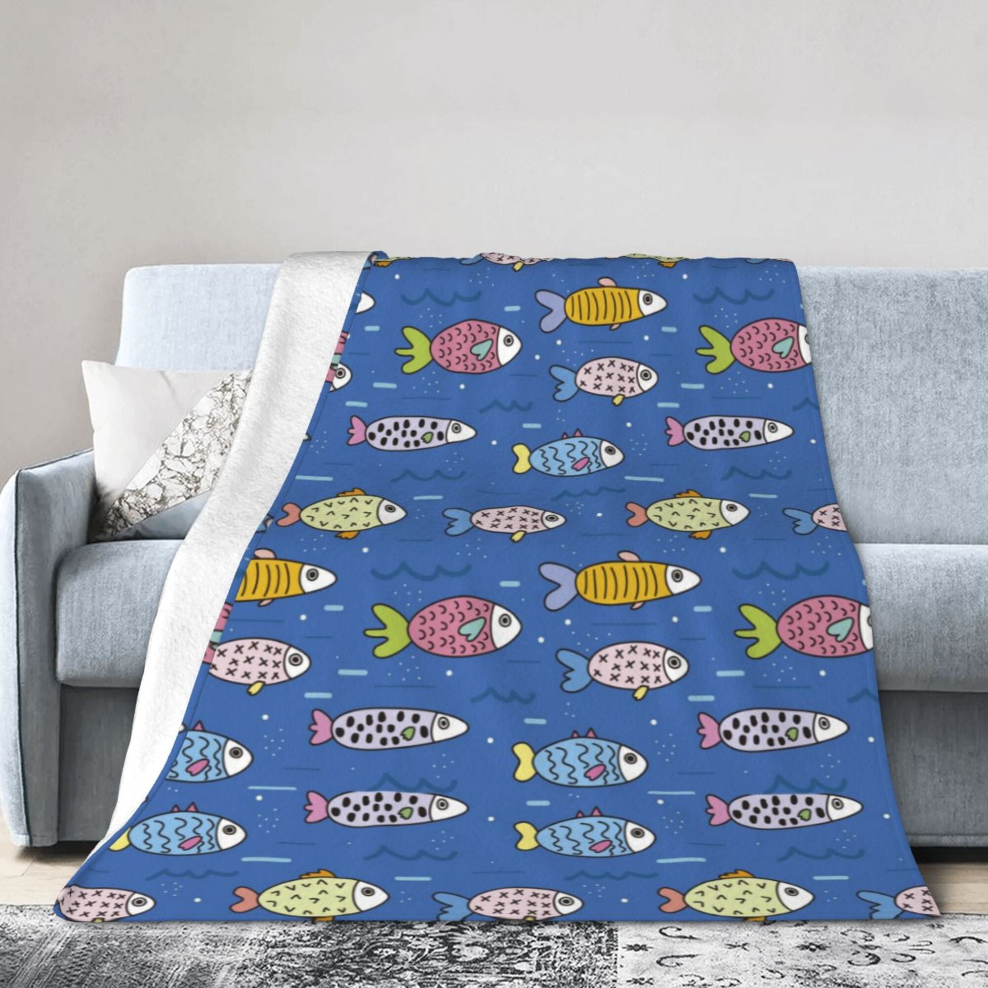 DouZhe Ultra-Soft Micro Fleece Lightweight Flannel Bed Blanket, Blue ...