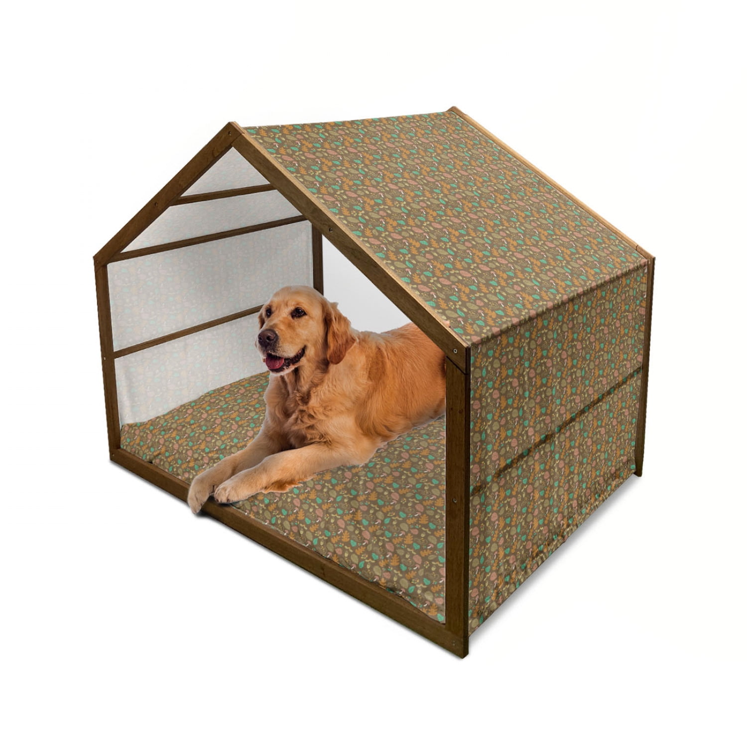 Acorn Pet House, Oak Leaves Acorns and Mushroom in Earthy Colors ...