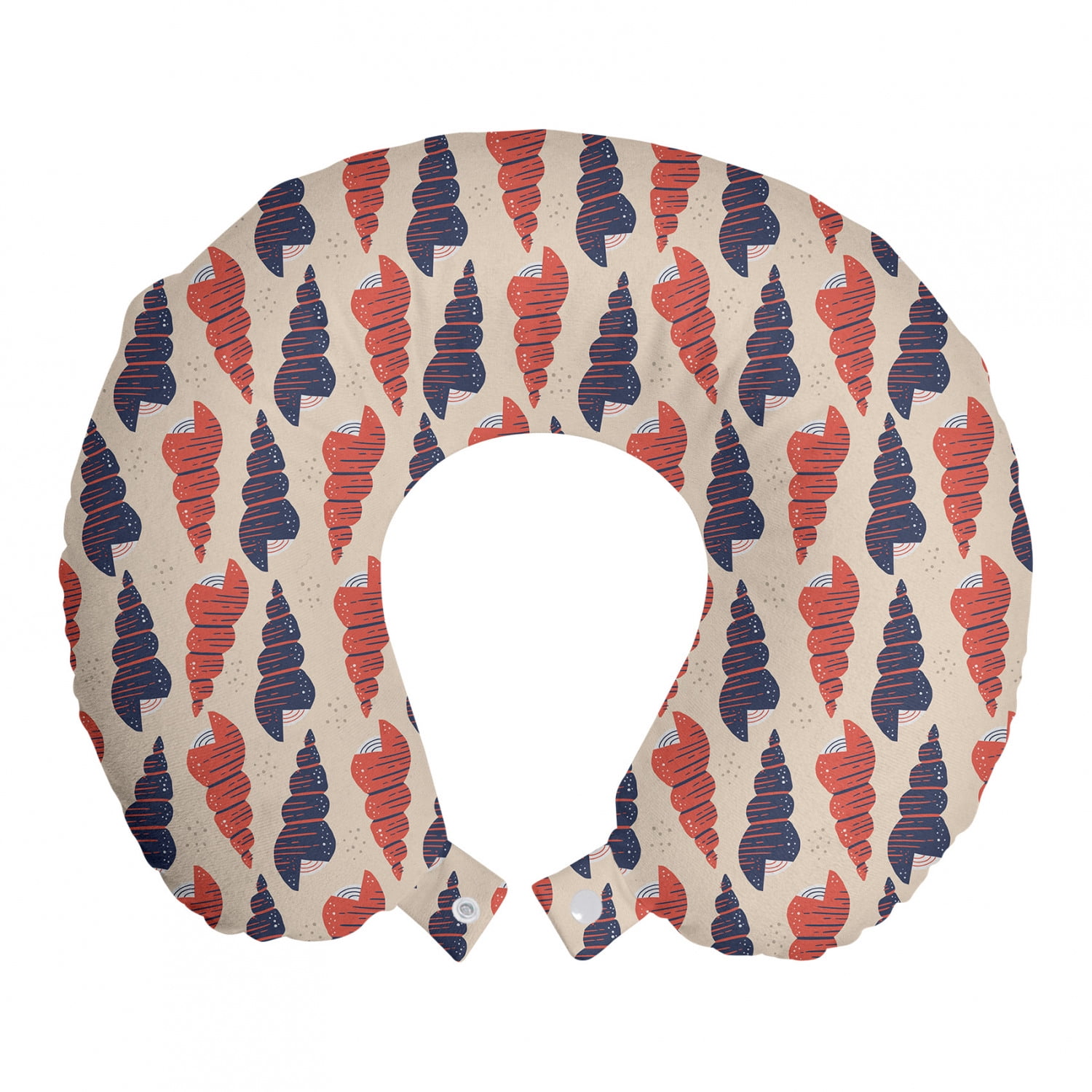 Underwater Travel Pillow Neck Rest, Spiral Seashells Motif Marine Life ...